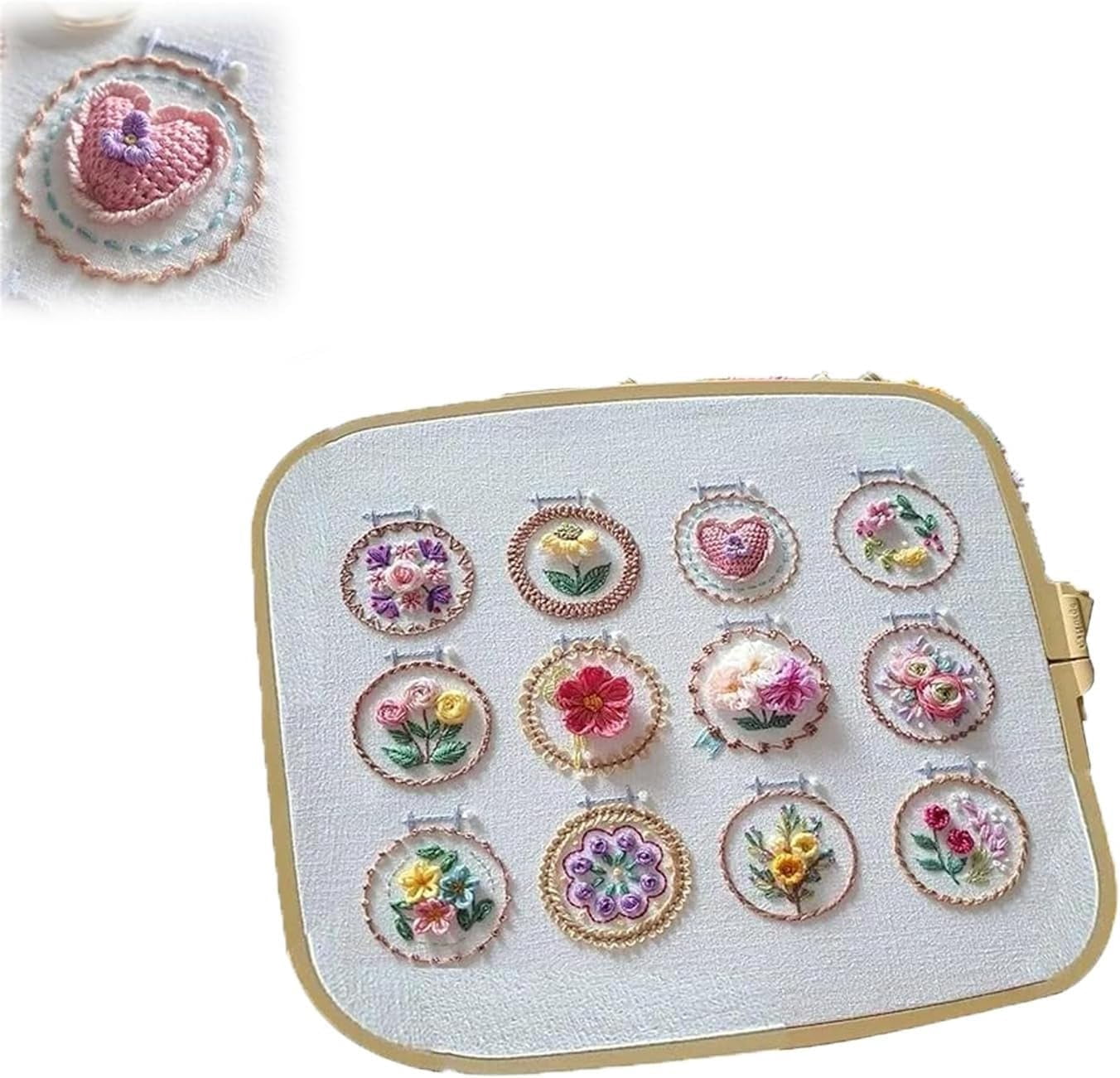 Flower Frame Embroidery Kit, Beginner Flower Embroidery Kit, 12 ...