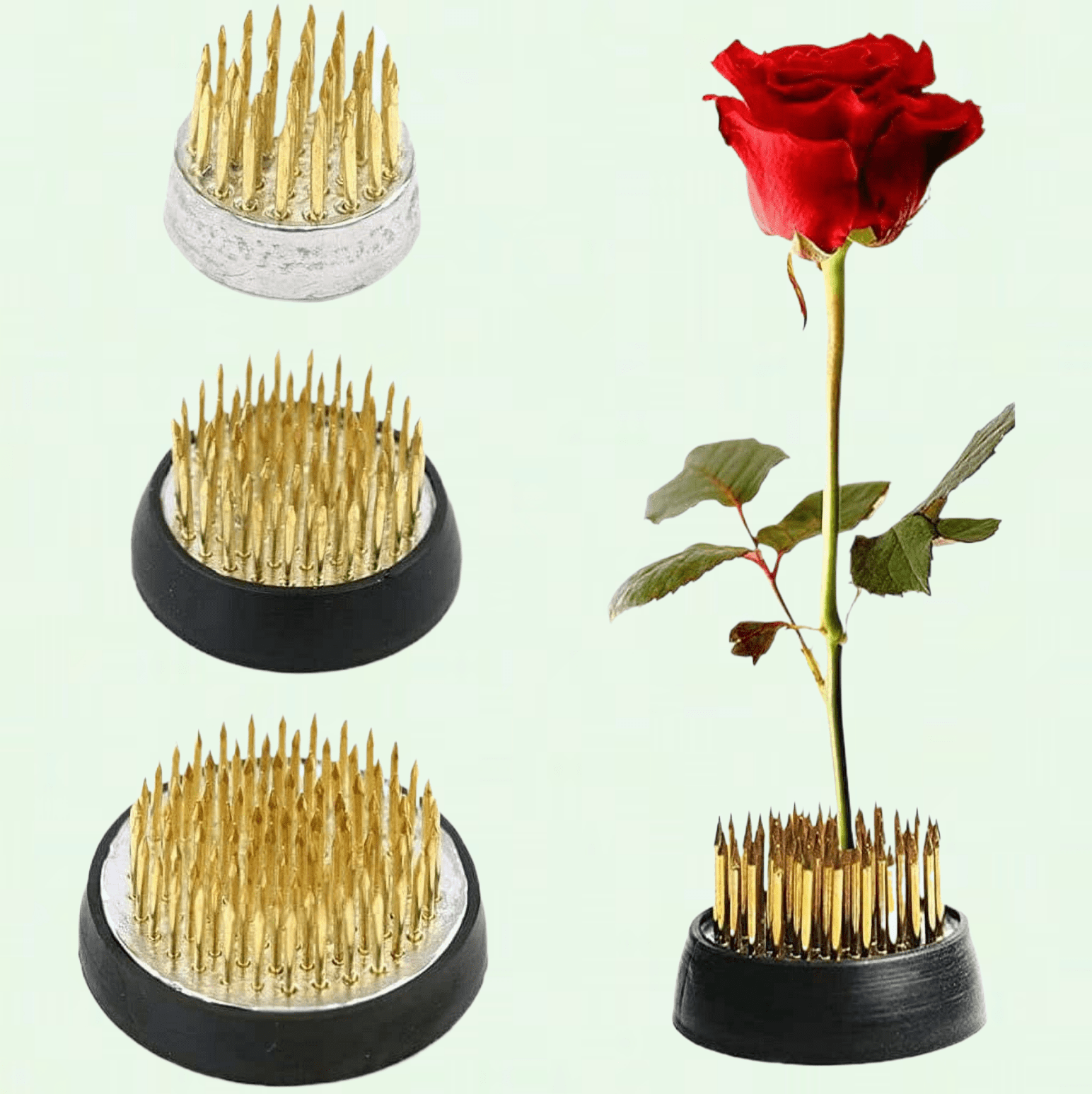 Flower Frog Holder Set of 3, Brass Needle Flower Arrangement Tools, 3 ...