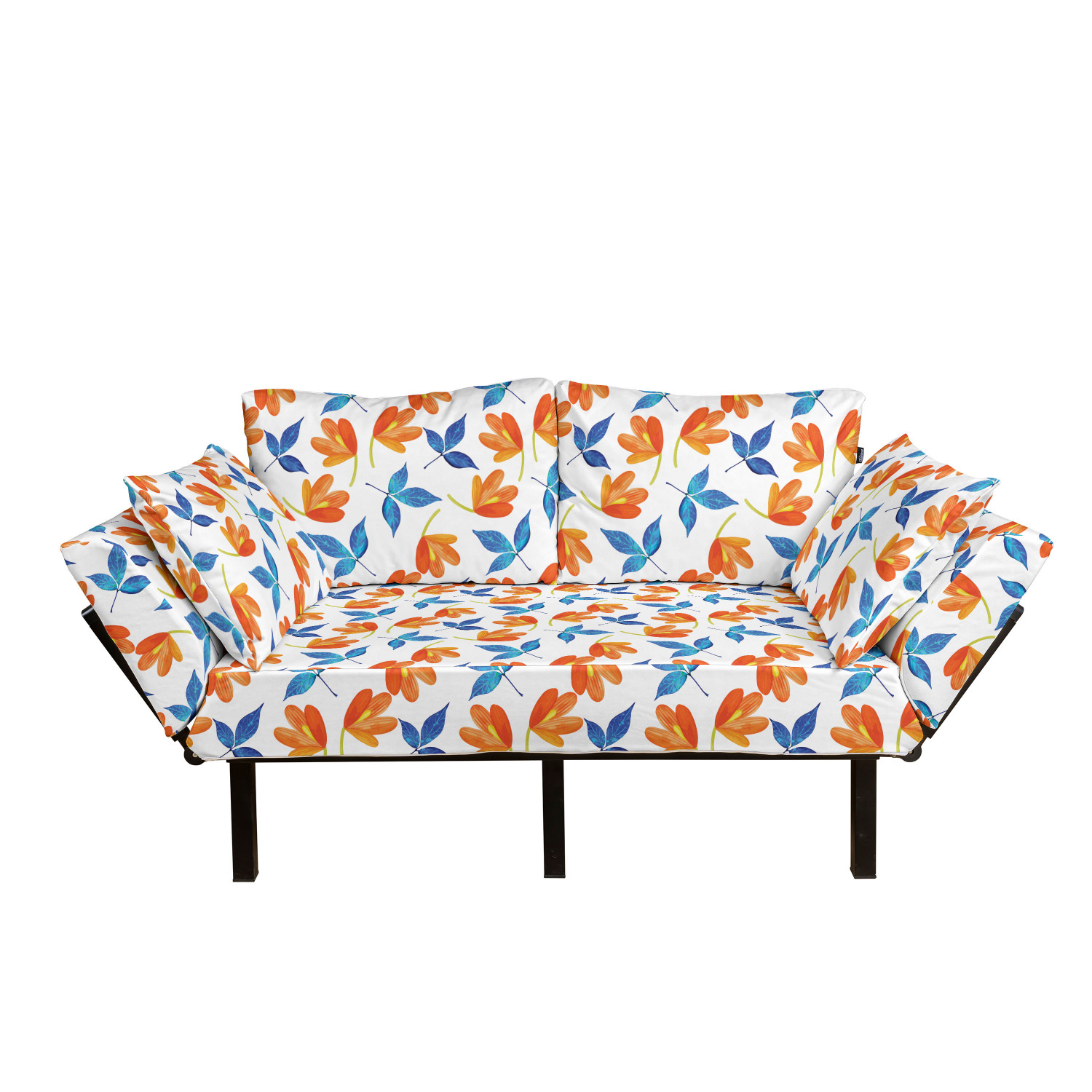 Flower Futon Couch, Pastel Blossom Leaf Summer Petals Flourishing ...