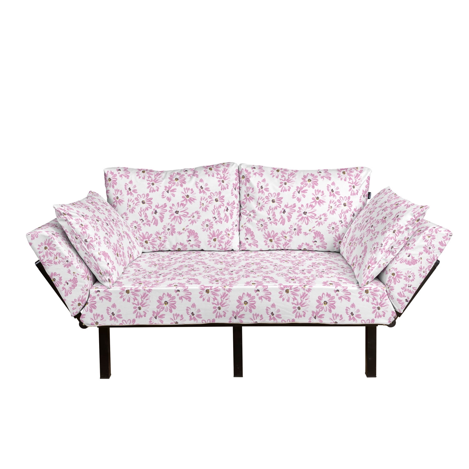 Flower Futon Couch, Watercolor Pastel Colored Romantic Florals Petals ...