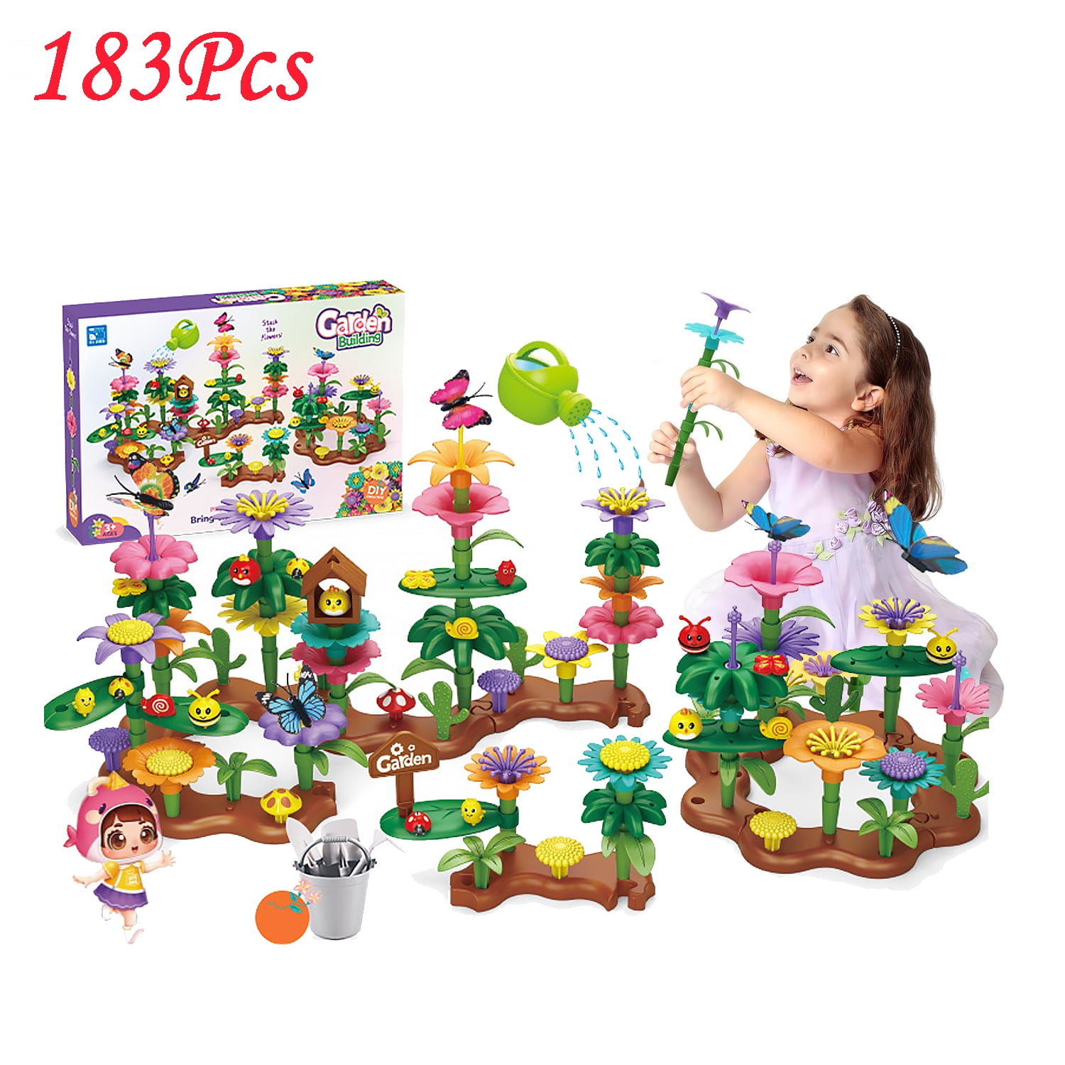 Flower Garden Building Toy for Girls, 183Pcs Garden Building Sets ...