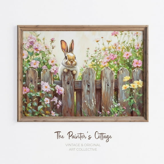 Flower Garden Bunny Print, Easter S Cottagecore, Cute Rabbit And ...