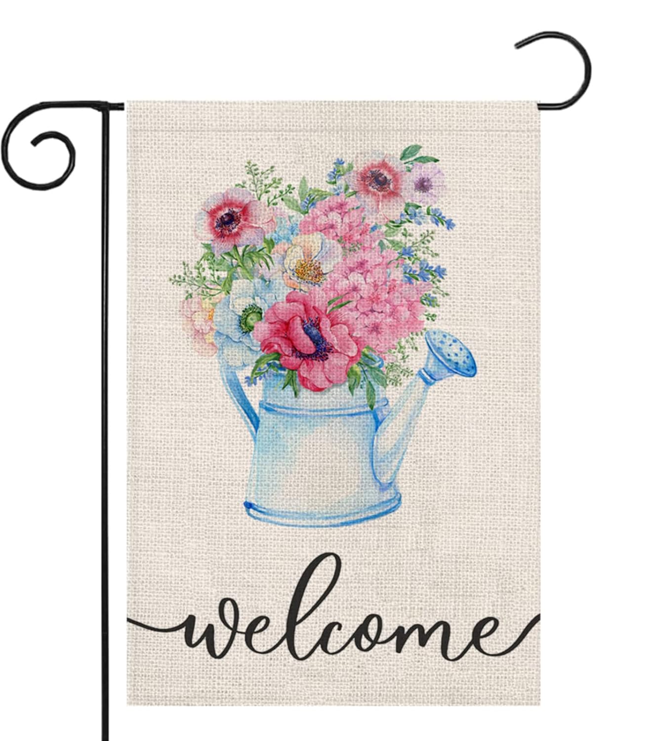 Flower Garden Flag Welcome Floral Double Sided Vertical Yard Flags Anti ...
