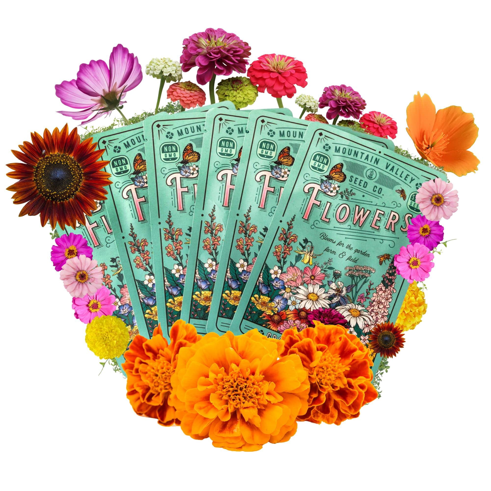 Flower Garden Seed Collection - 6 Varieties of Flower Seeds for ...