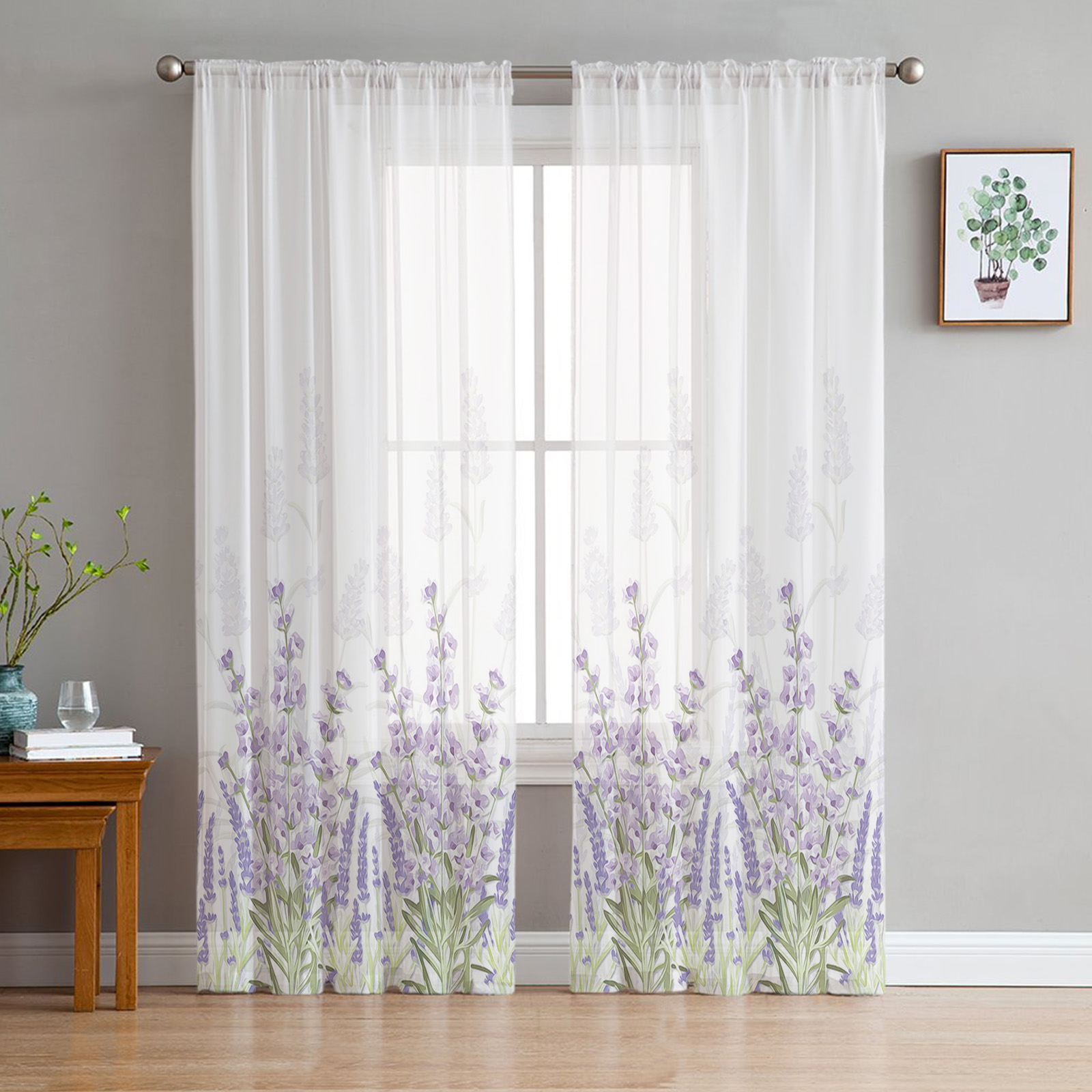 Flower Garden Sheer Curtain for Living Room Voile for Window Blinds ...