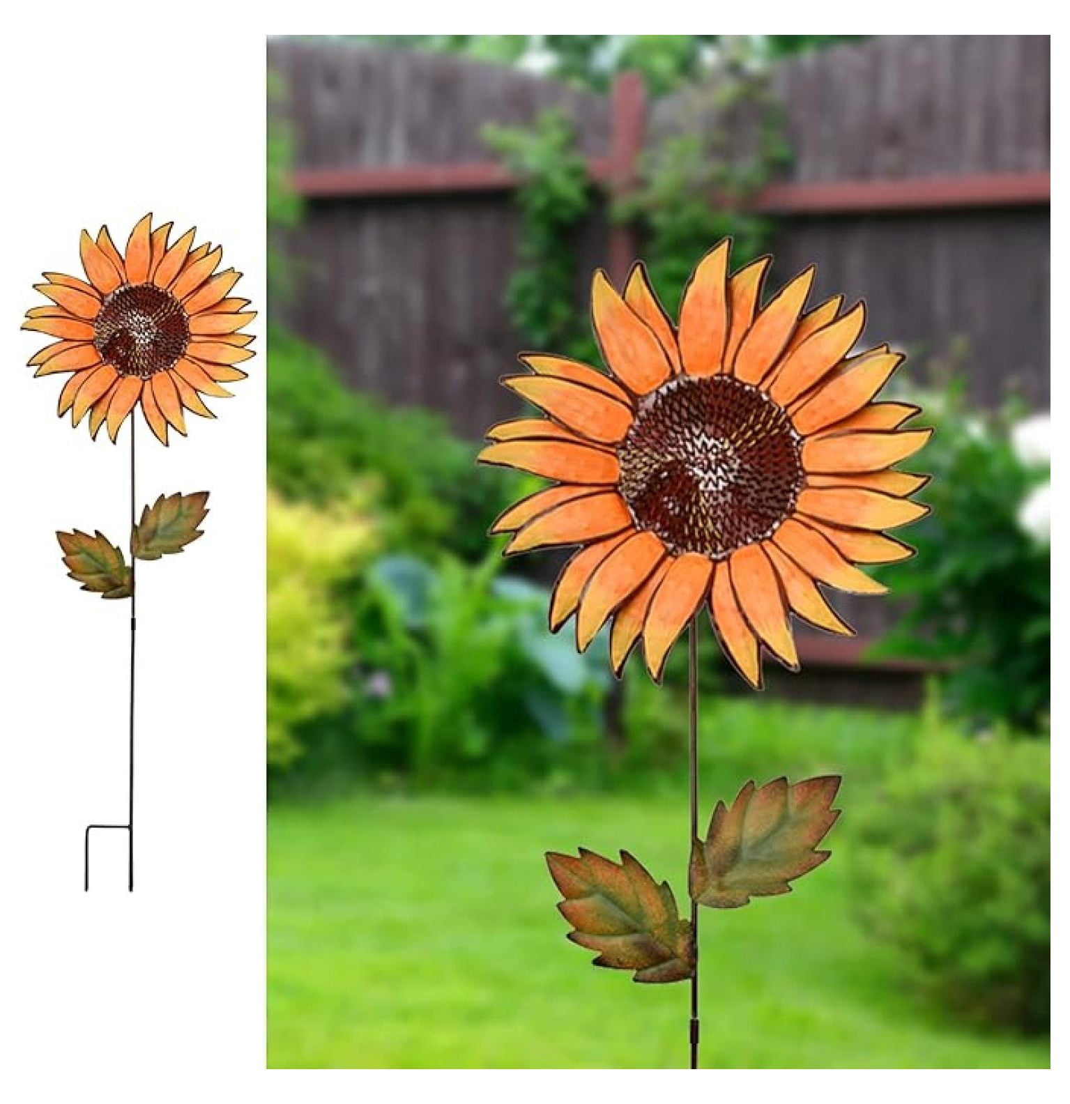 Flower Garden Stakes Metal 36", Spring Yard Art Decor - Outdoor Lawn ...