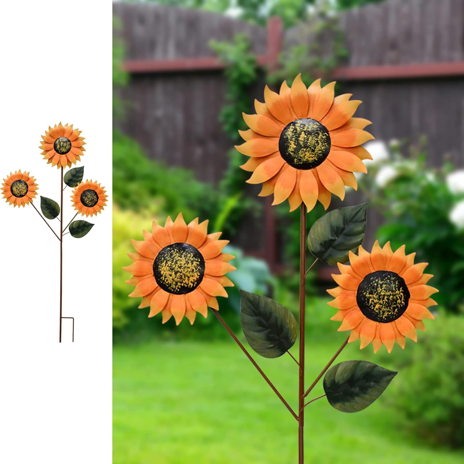 Flower Garden Stakes, Metal Spring Yard Sign, Decorative Sunflower ...