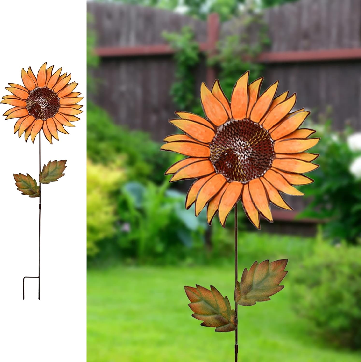 Flower Garden Stakes Metal Spring Yard Sign ative Sunflower Plant Stake ...