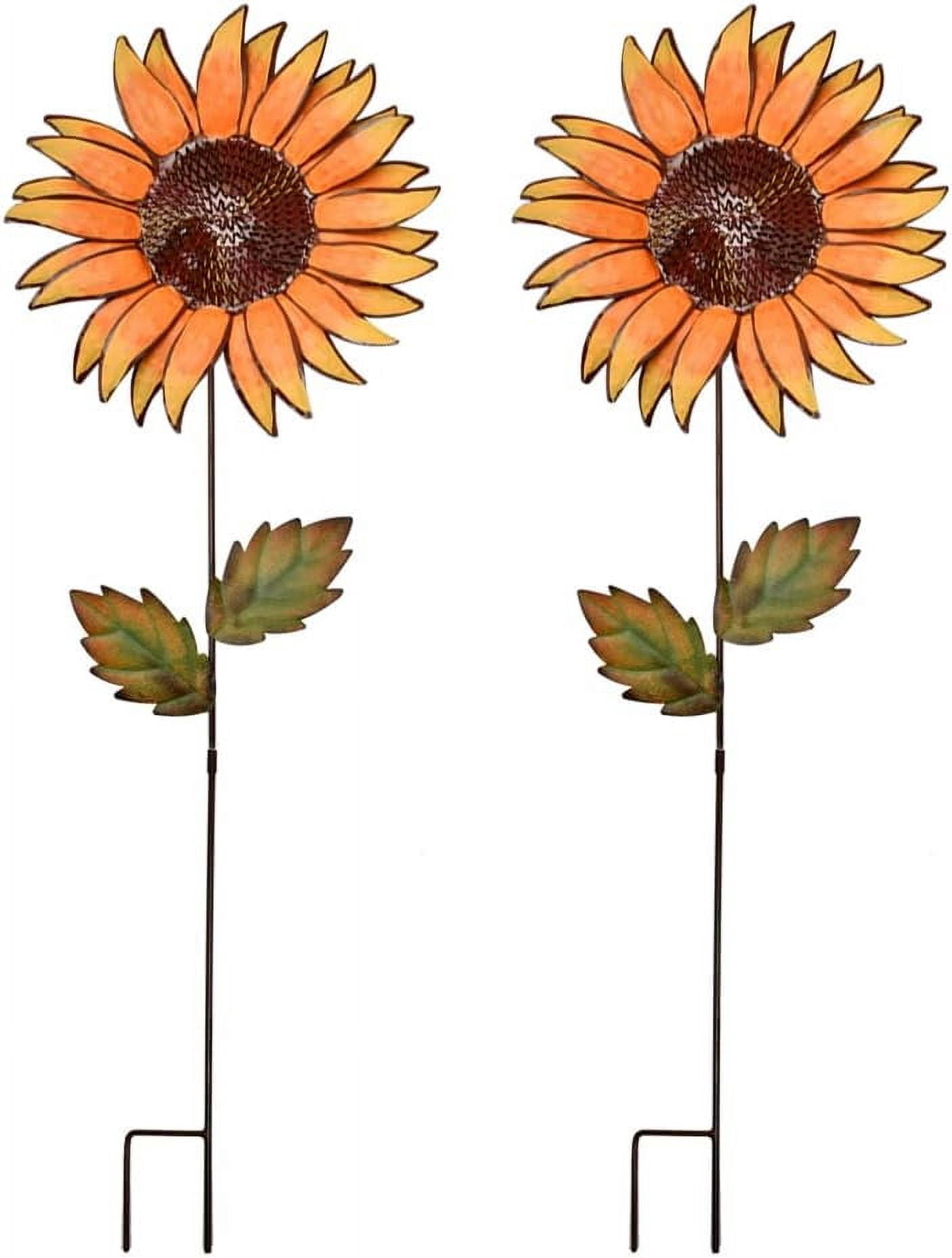 Flower Garden Stakes Metal Spring Yard Sign ative Sunflower Plant Stake ...