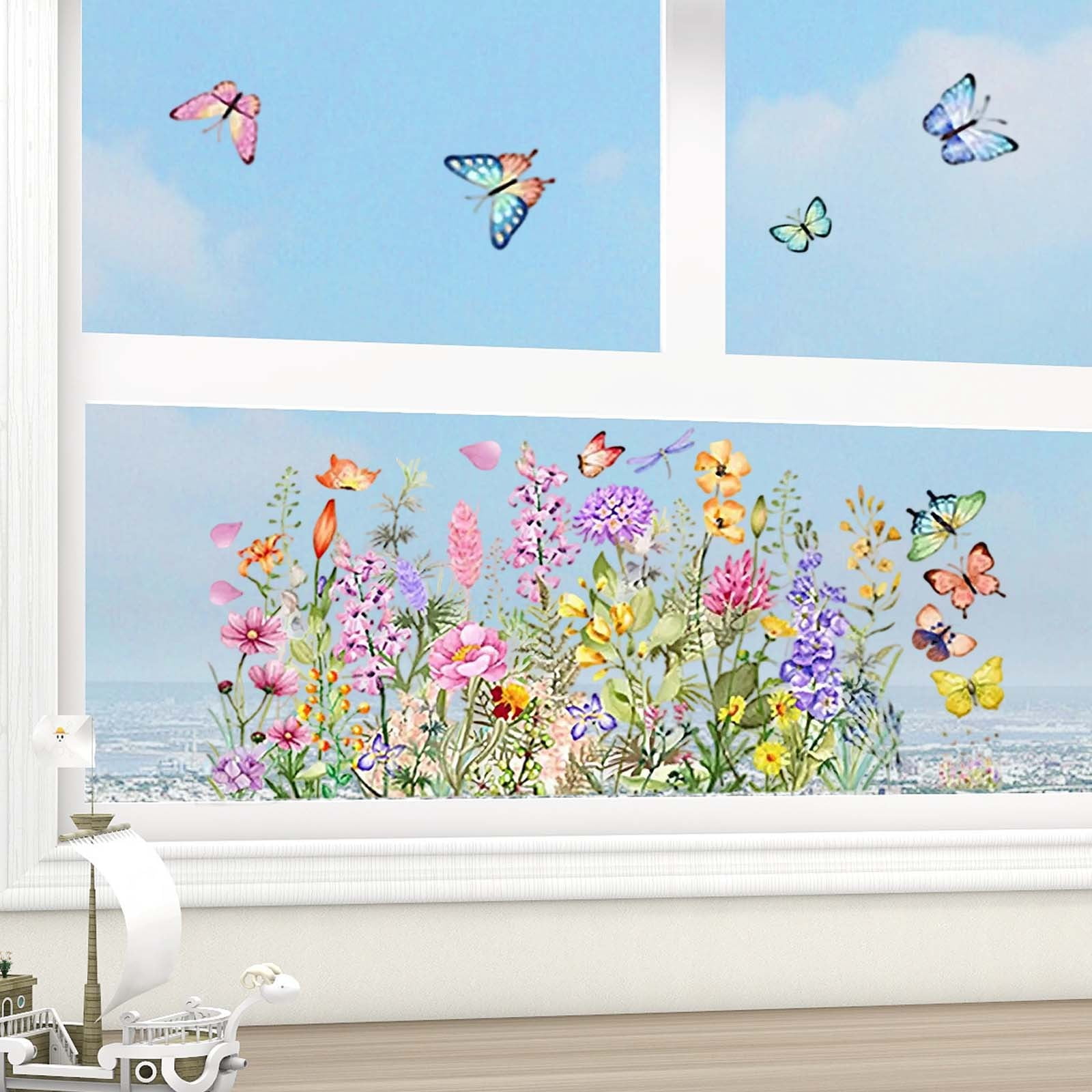Flower Garden Window Stickers, Wildflower Grass Window Wall Decals ...