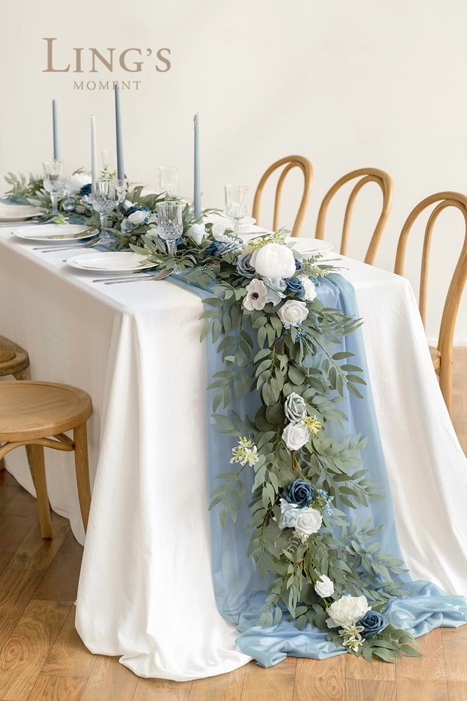 Flower Garland - 6FT Eucalyptus & Rose - Sweetheart Table Decor for ...