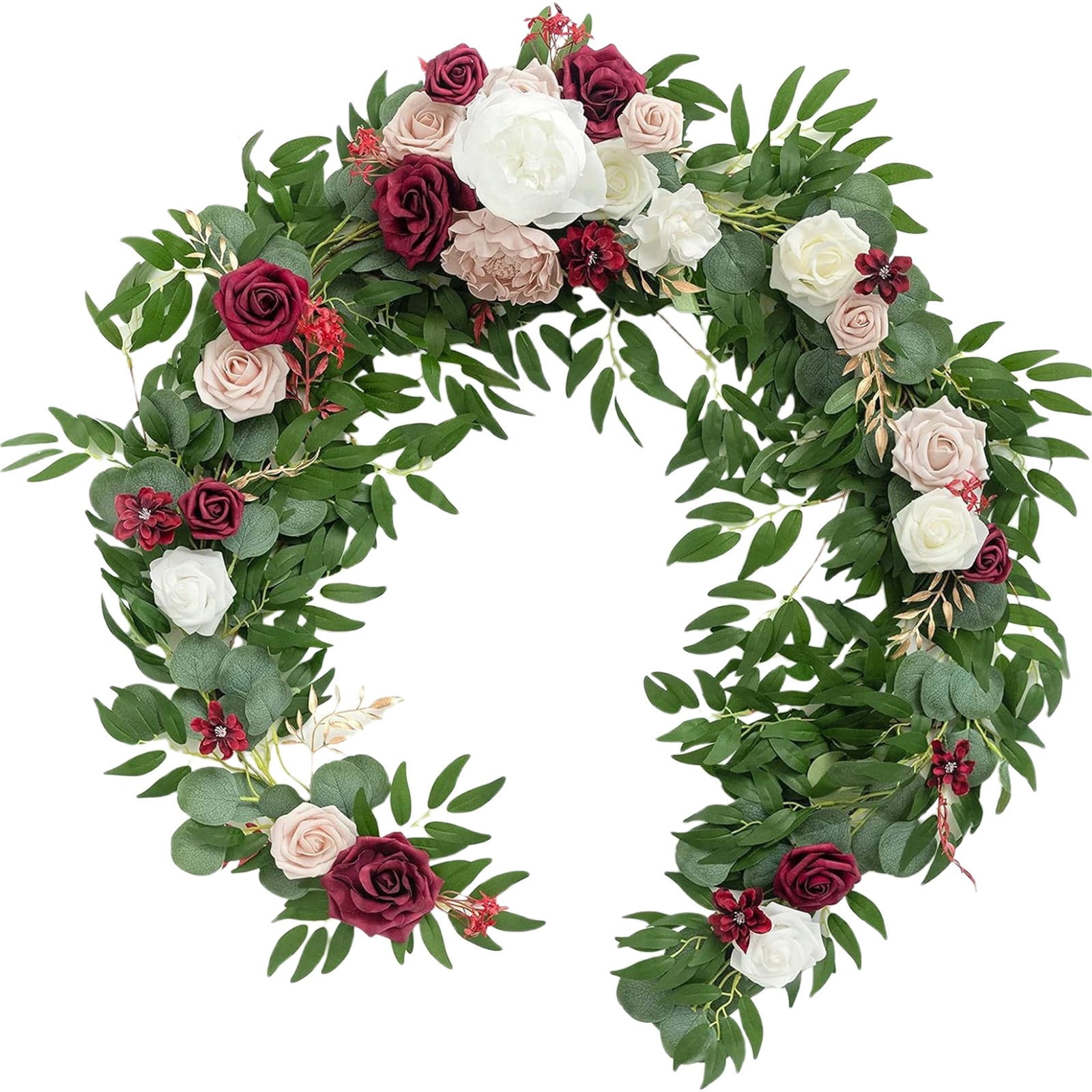 Flower Garland - 6Ft Eucalyptus & Rose - Sweetheart Table Decor for ...