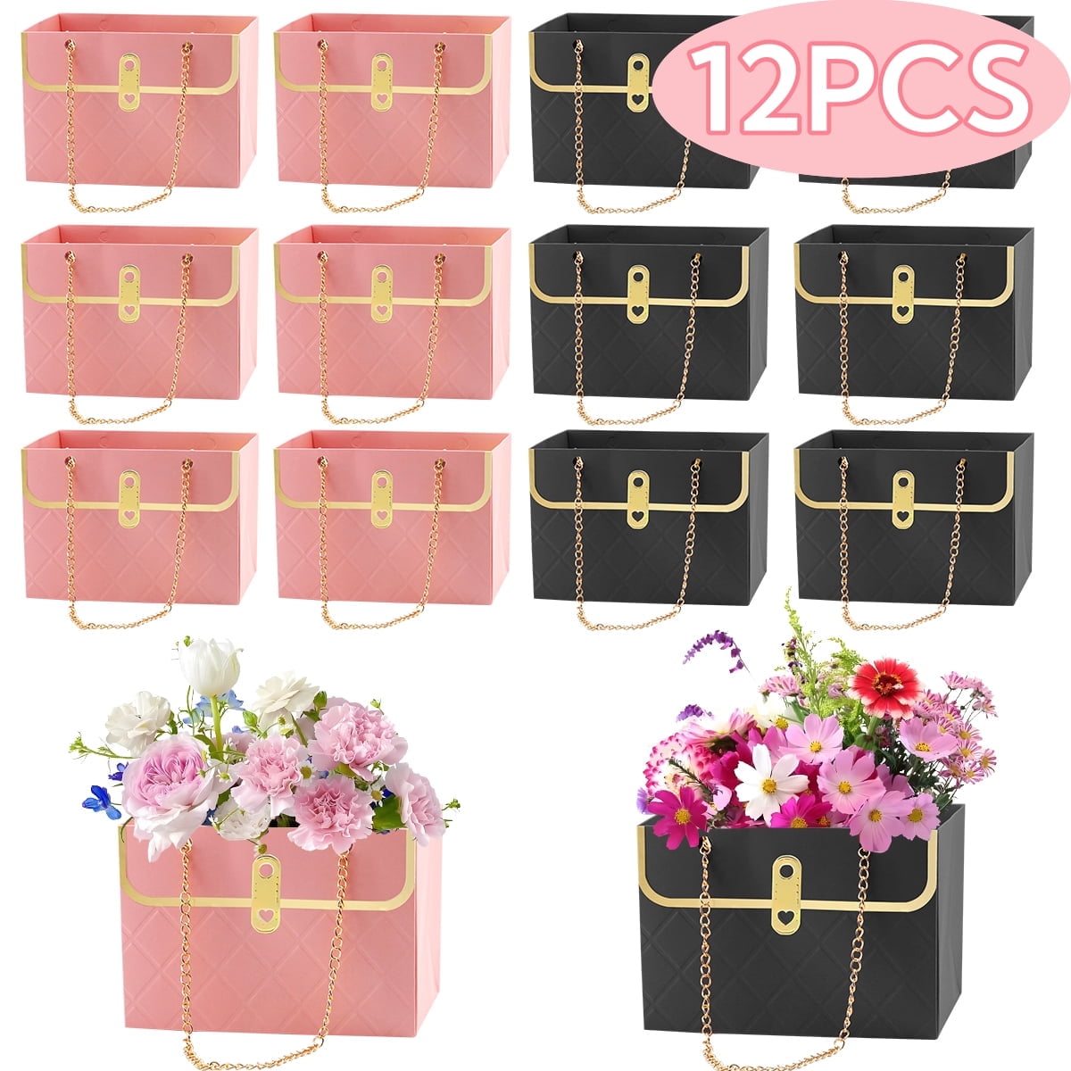 Flower Gift Bags Wedding Paper Bouquet Flower Box with Handle Flower ...