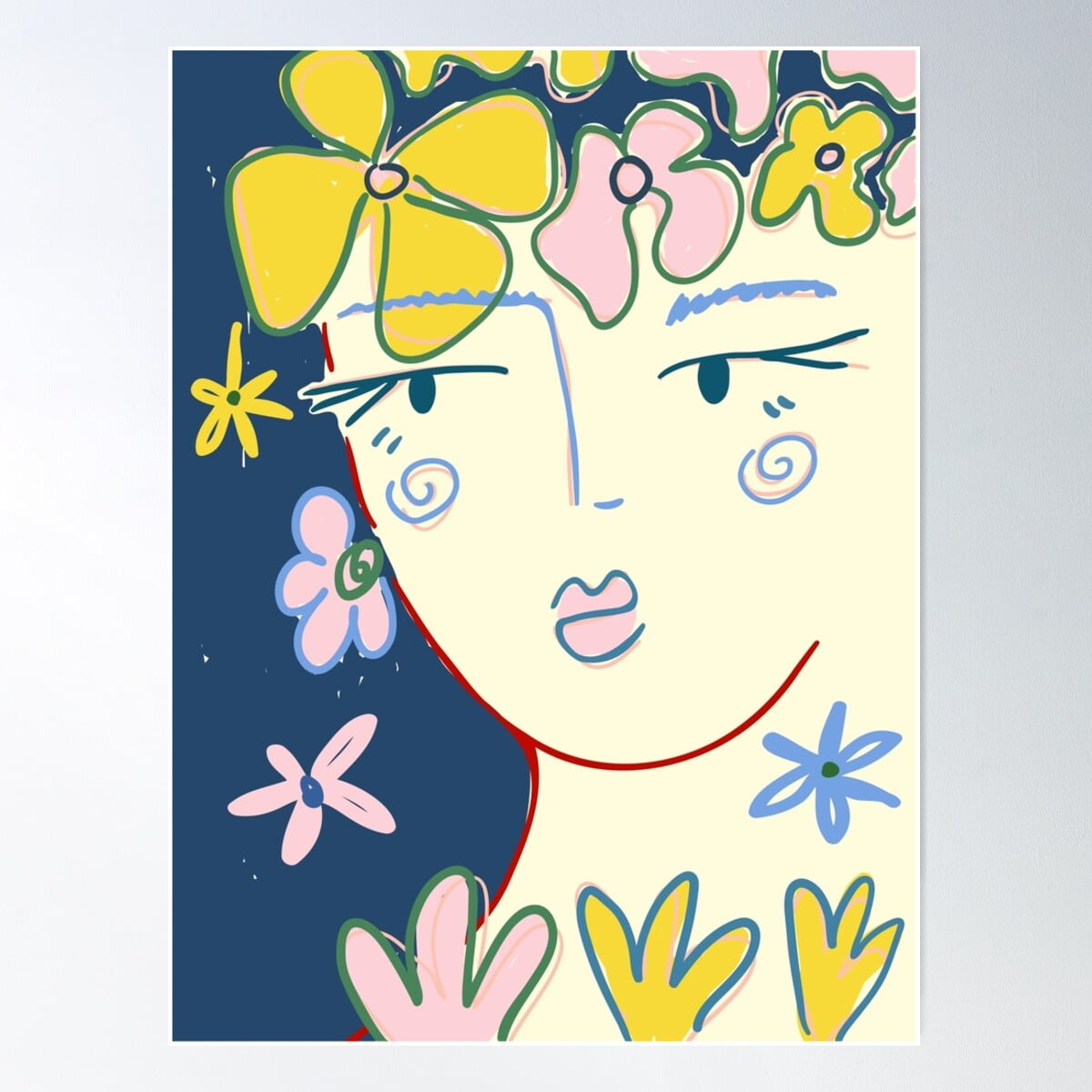 Flower Girl, Abstract Art, Retro Print, Woman Art, Surreal Print ...