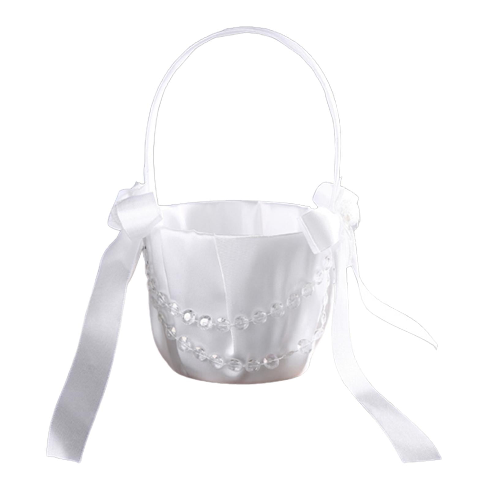 Flower Girl Basket Wedding Flower Basket Bowknot Flower Baskets Satin ...