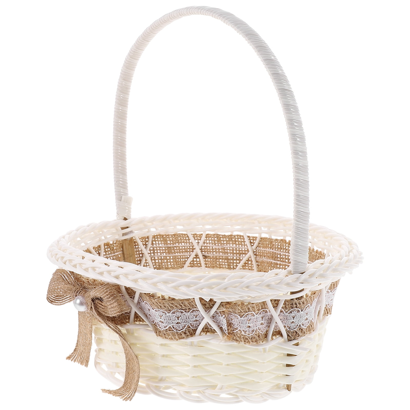 Flower Girl Basket Wedding Rustic Flower Basket with Handle Woven ...