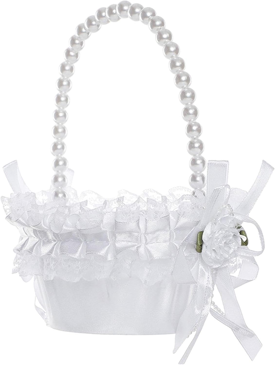 Flower Girl Baskets for Wedding, Ivory Flower Girl Basket With Pearl ...