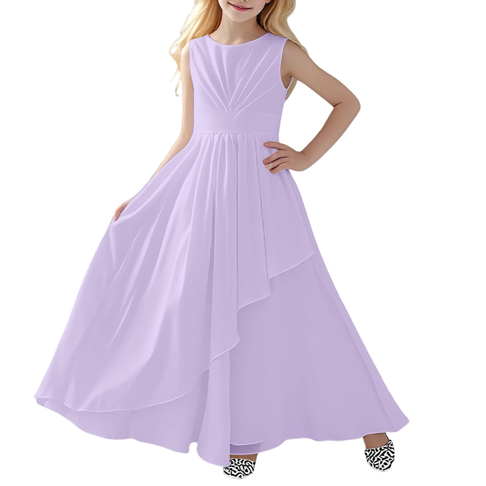 Flower Girl Dress Elegant Sleeveless Round Neck Party Kids Performances ...