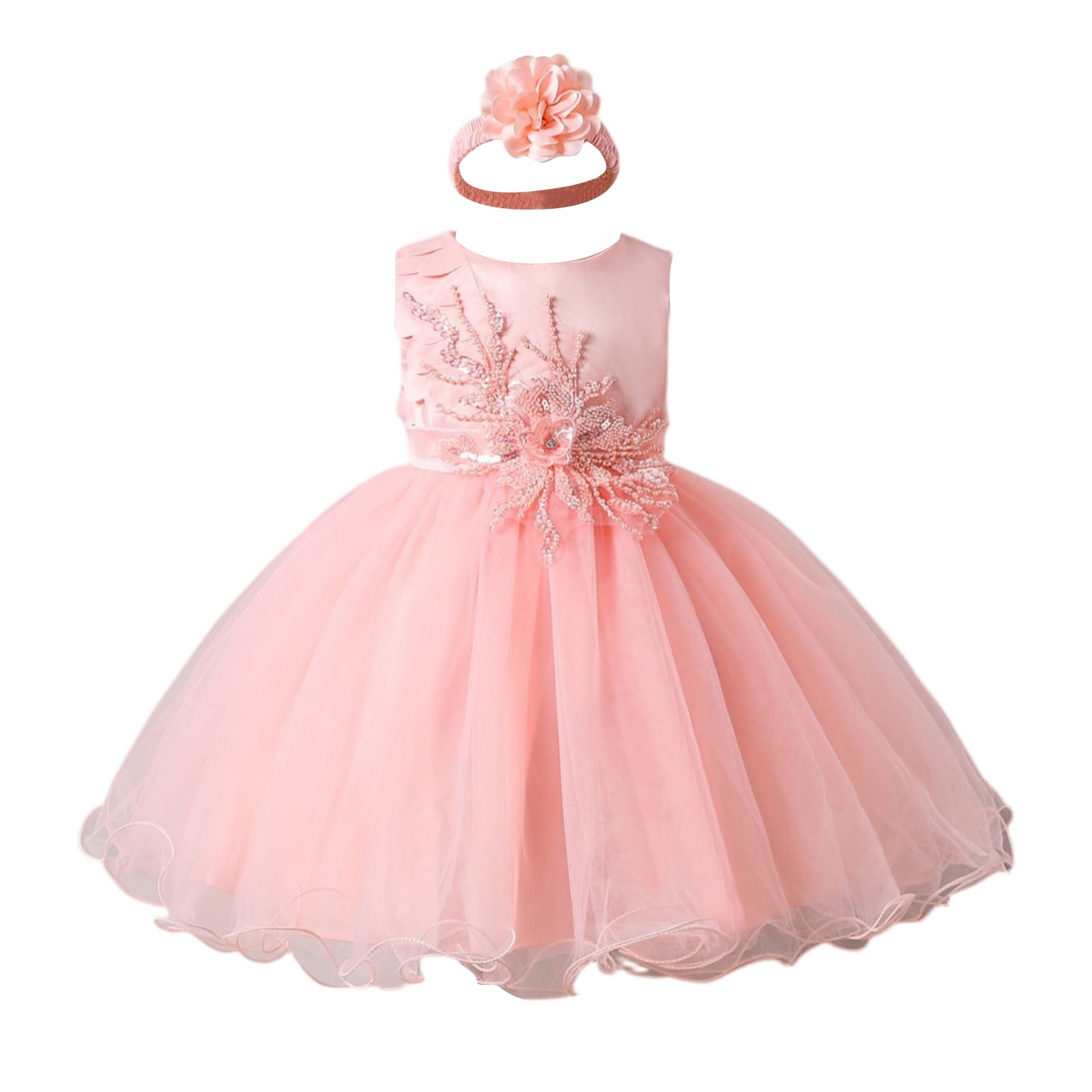Flower Girl Pearl Neckline Dress: Satin Ruffle Tulle Wedding Tutu ...