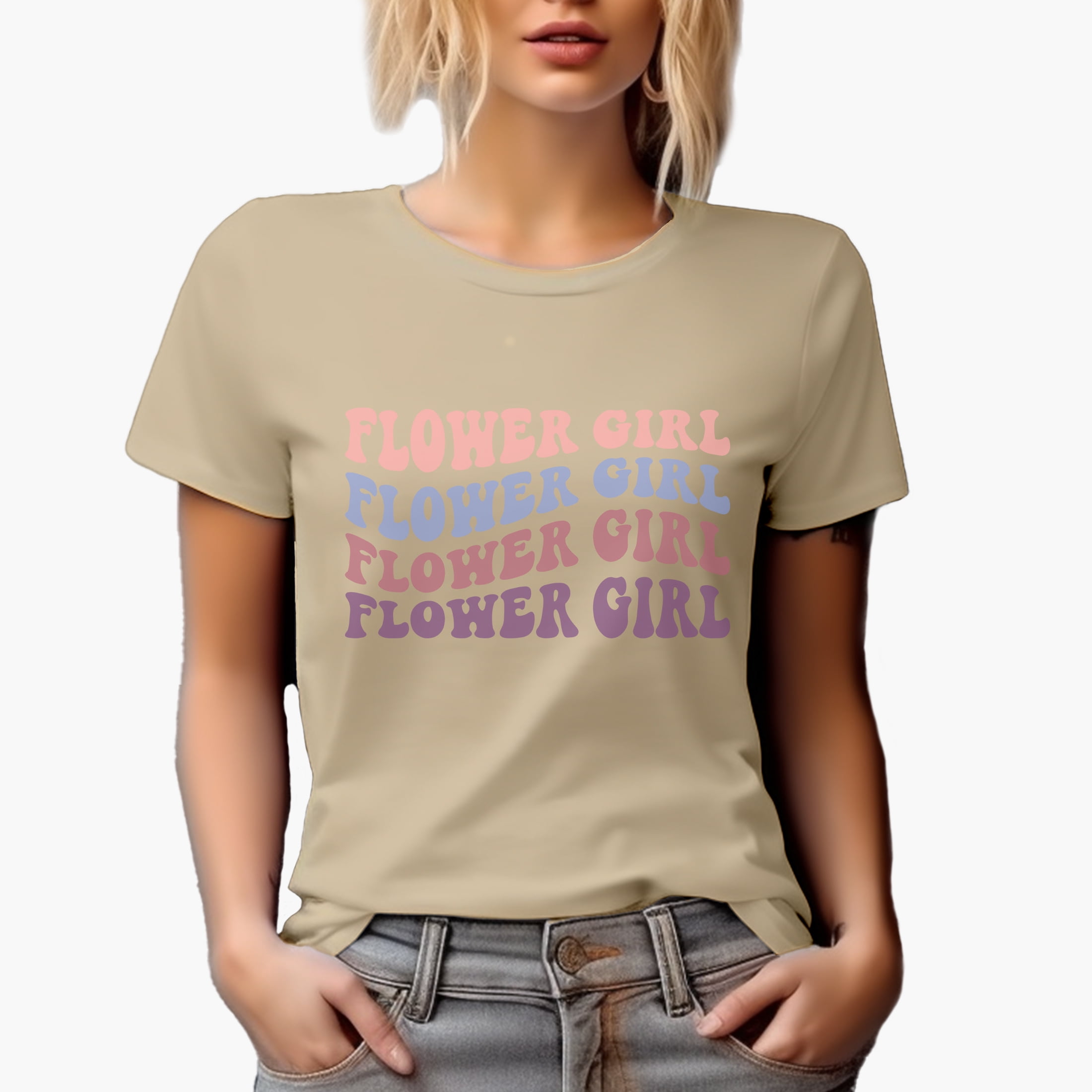 Flower Girl, Wedding or Marriage Themed, Groovy Retro Wavy Text Merch ...