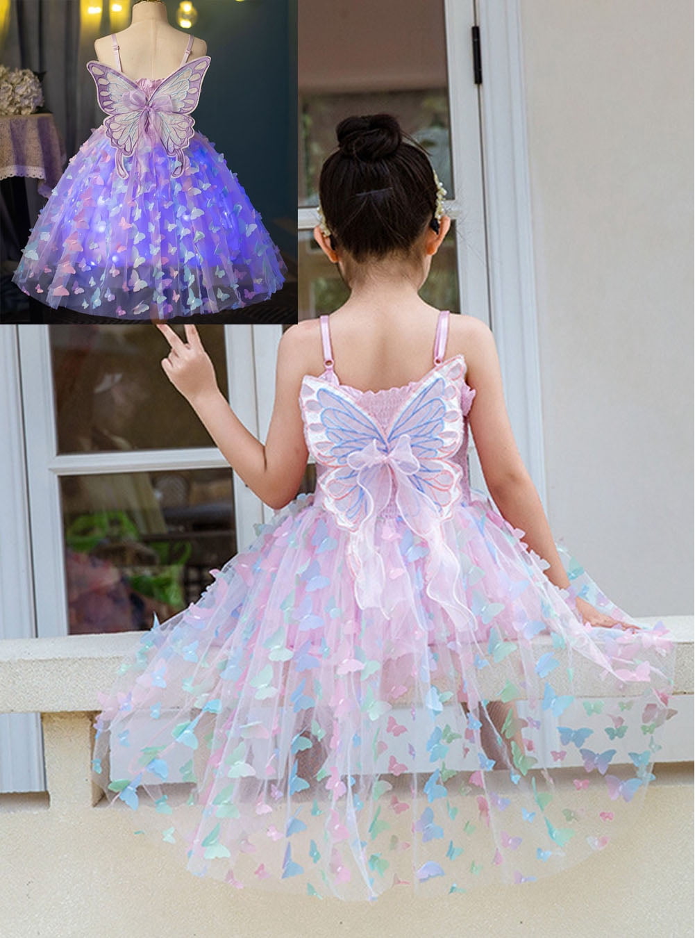 Flower Girls Birthday Party Dress Butterfly/Mermaid Mesh Tulle Princess ...