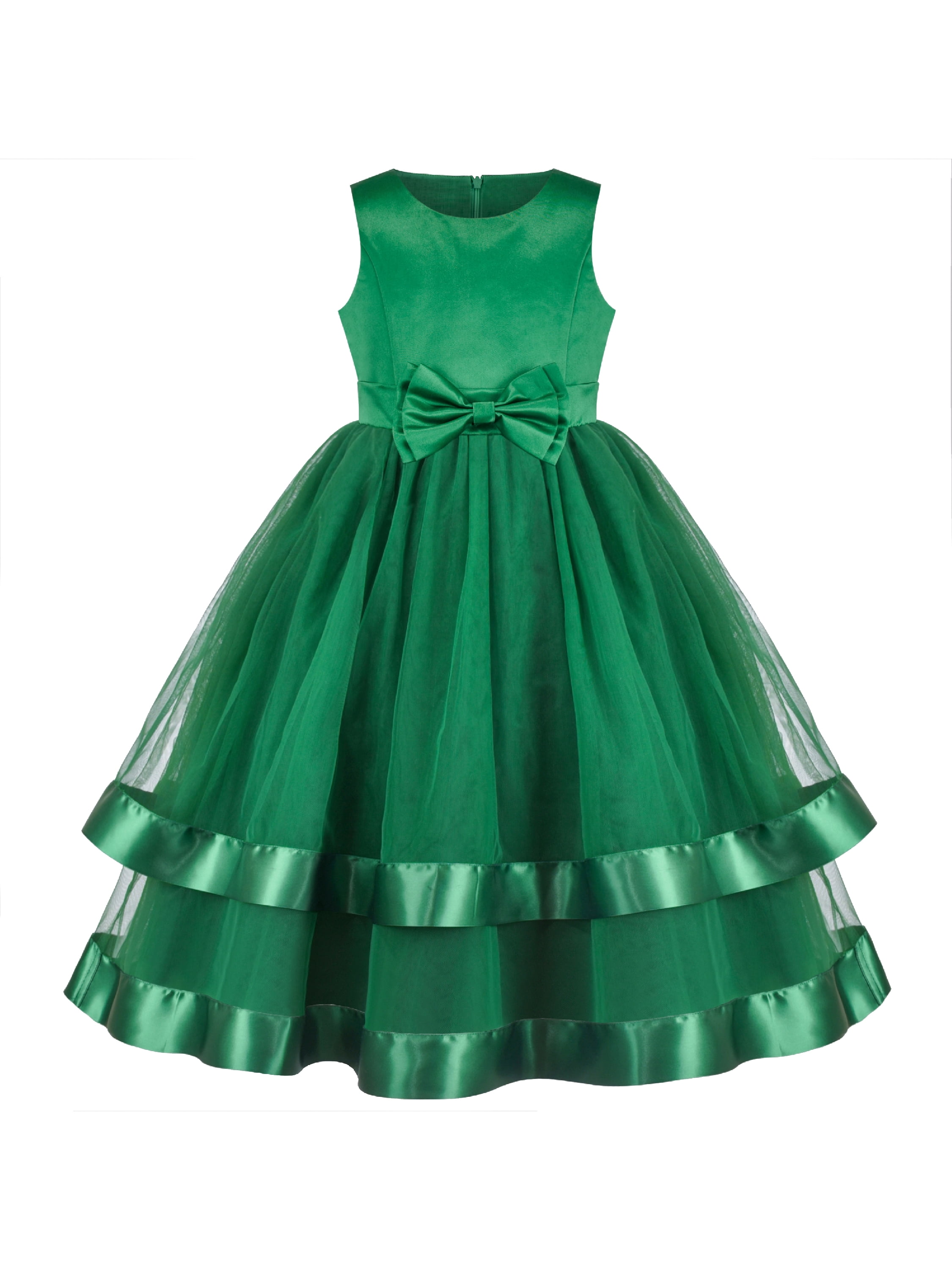 Flower Girls Dress Green Formal Party Princess Pageant Ball Gown 12 ...
