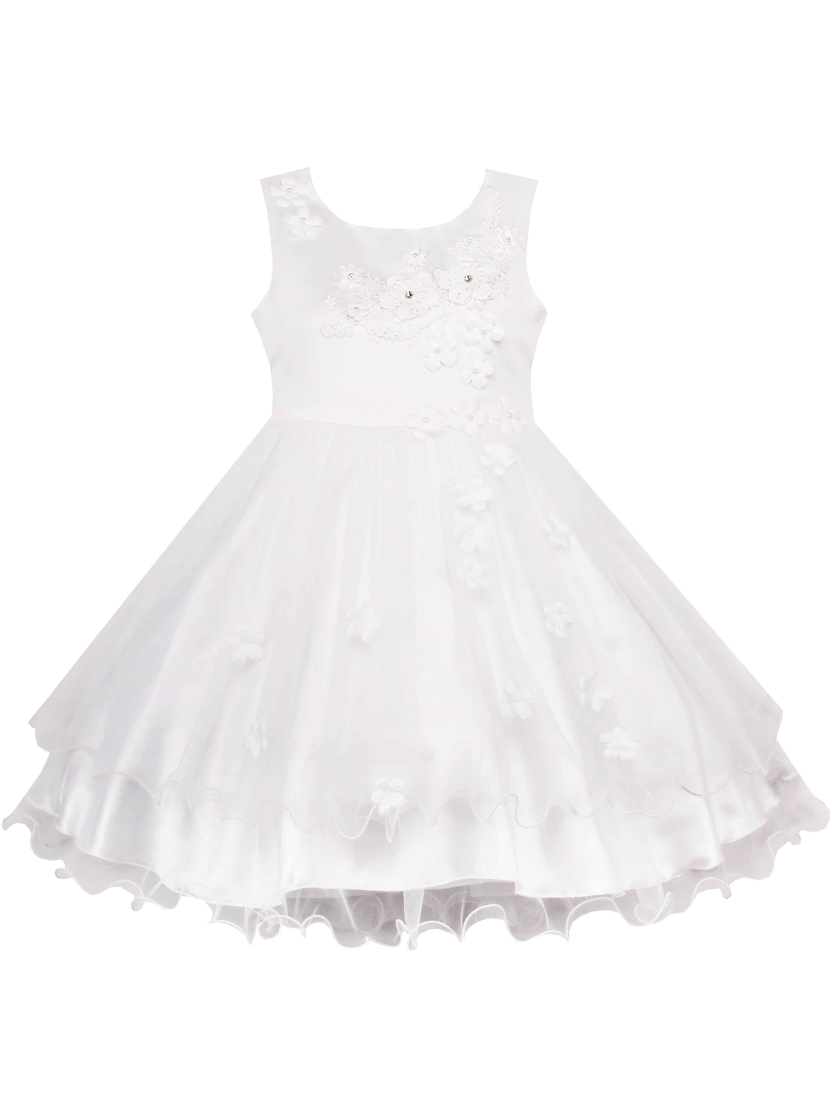 Flower Girls Dress White Wedding Pageant Bridesmaid Gown 3 Years ...
