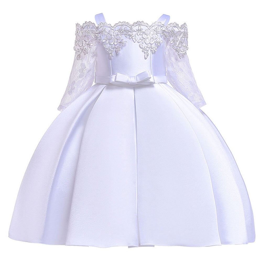 Flower Girls Lace Off Shoulder Princess Dress Pageant Evening Wedding ...
