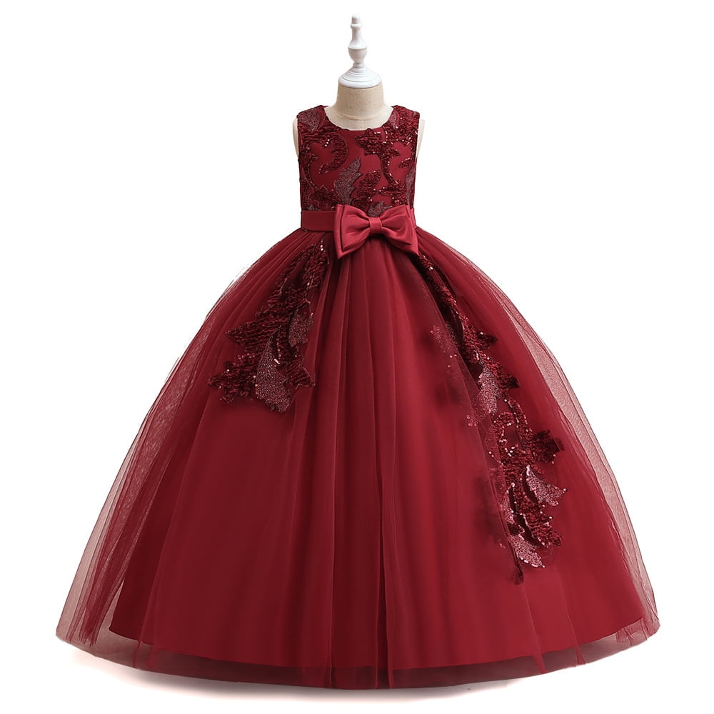 Flower Girls Tulle Princess Pageant Dress Wedding Bowknot Prom Ball ...