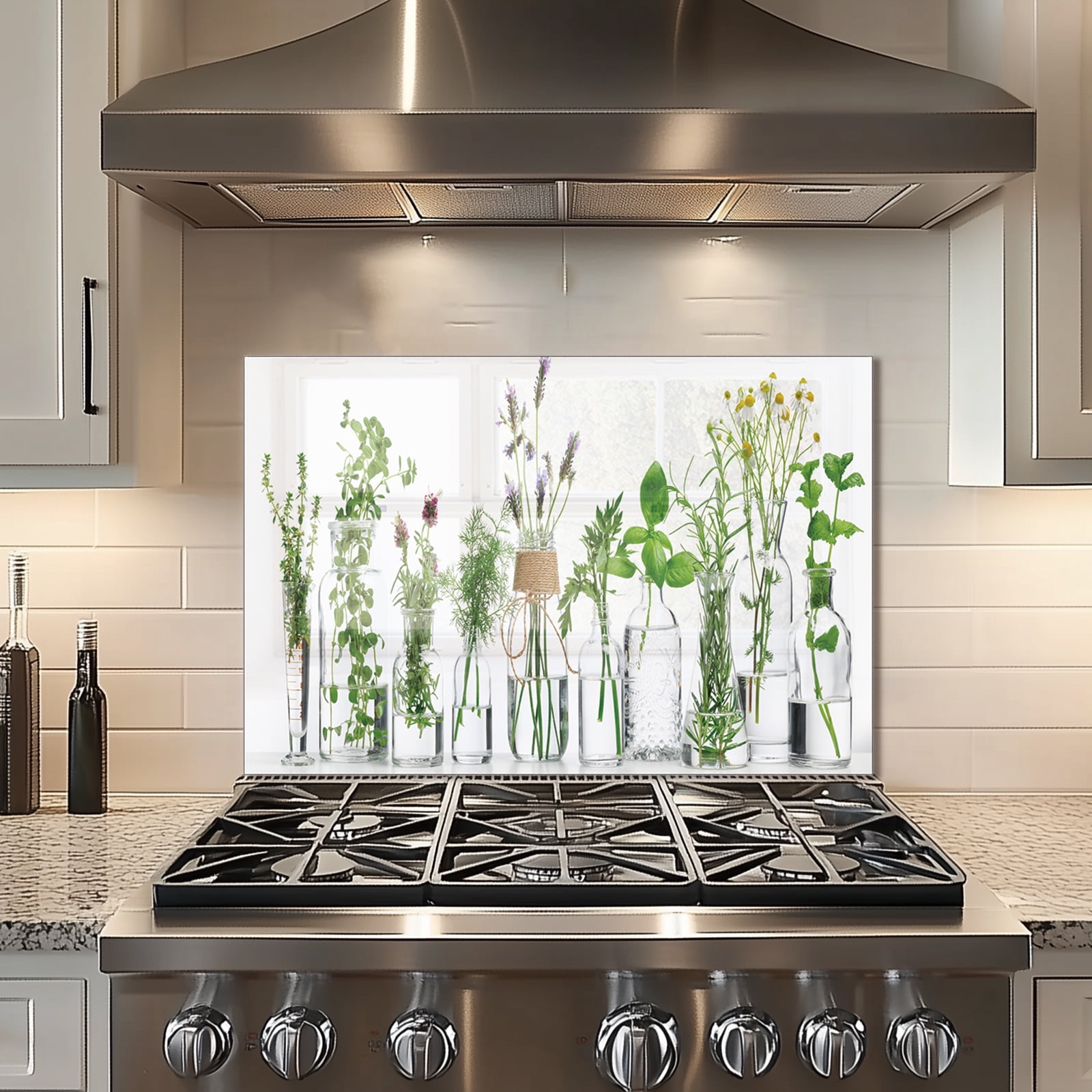 Flower Glass Backsplash For Kitchen Behind Stove,Stove Back Top Cover ...