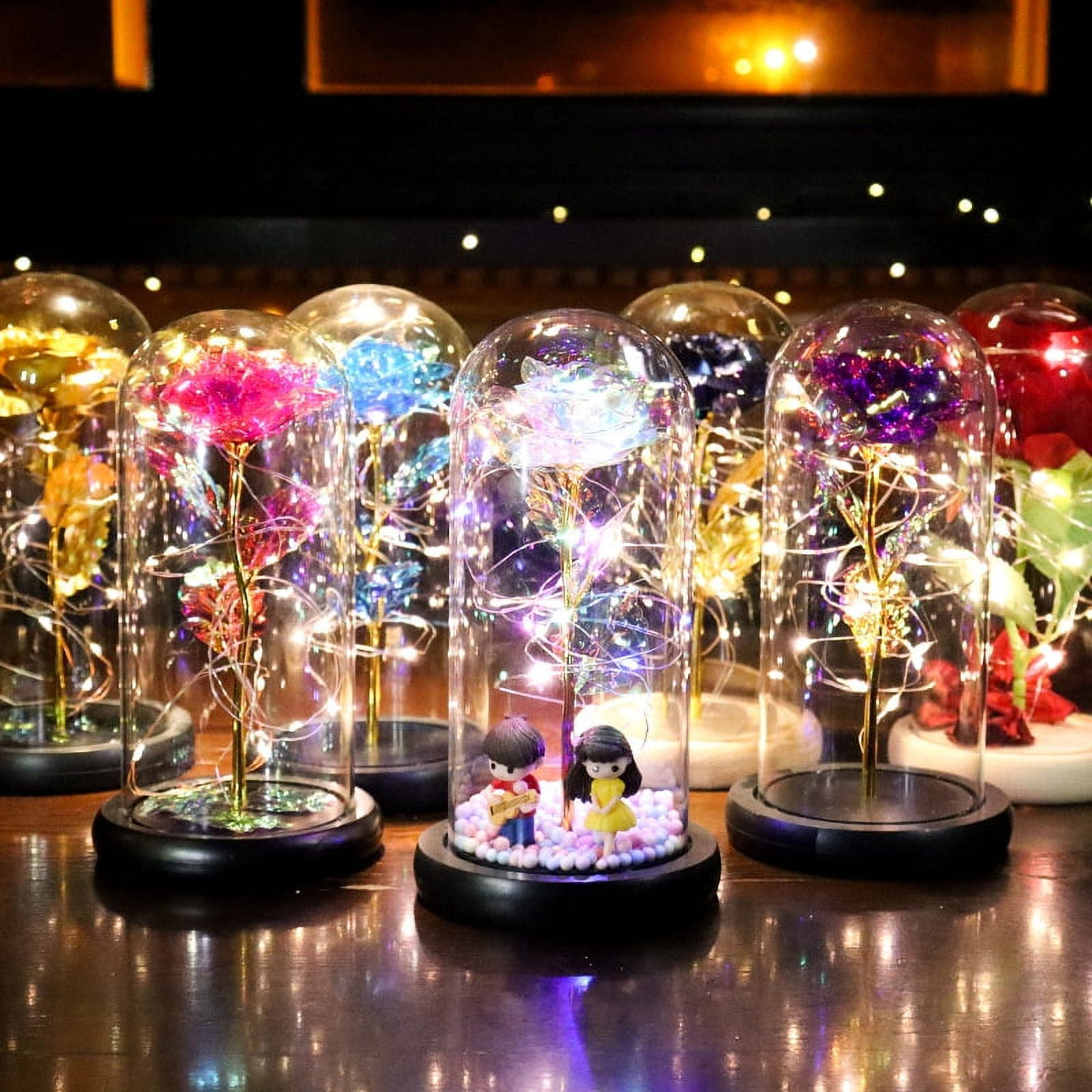 Flower Glass Cover Valentine's Day Finished Acrylic Rose Color Gold ...