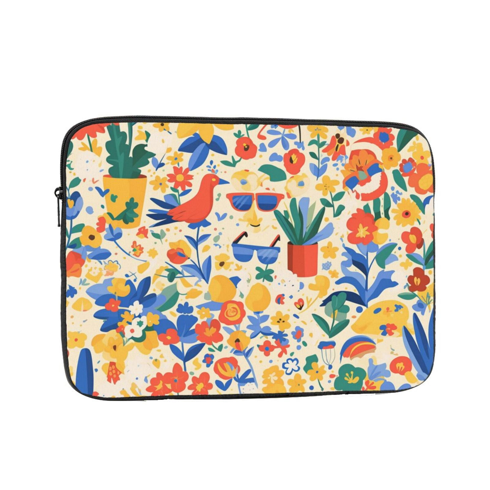 Flower Glasses Bird Doodle Laptop Sleeve Bag Compatible With MacBook ...