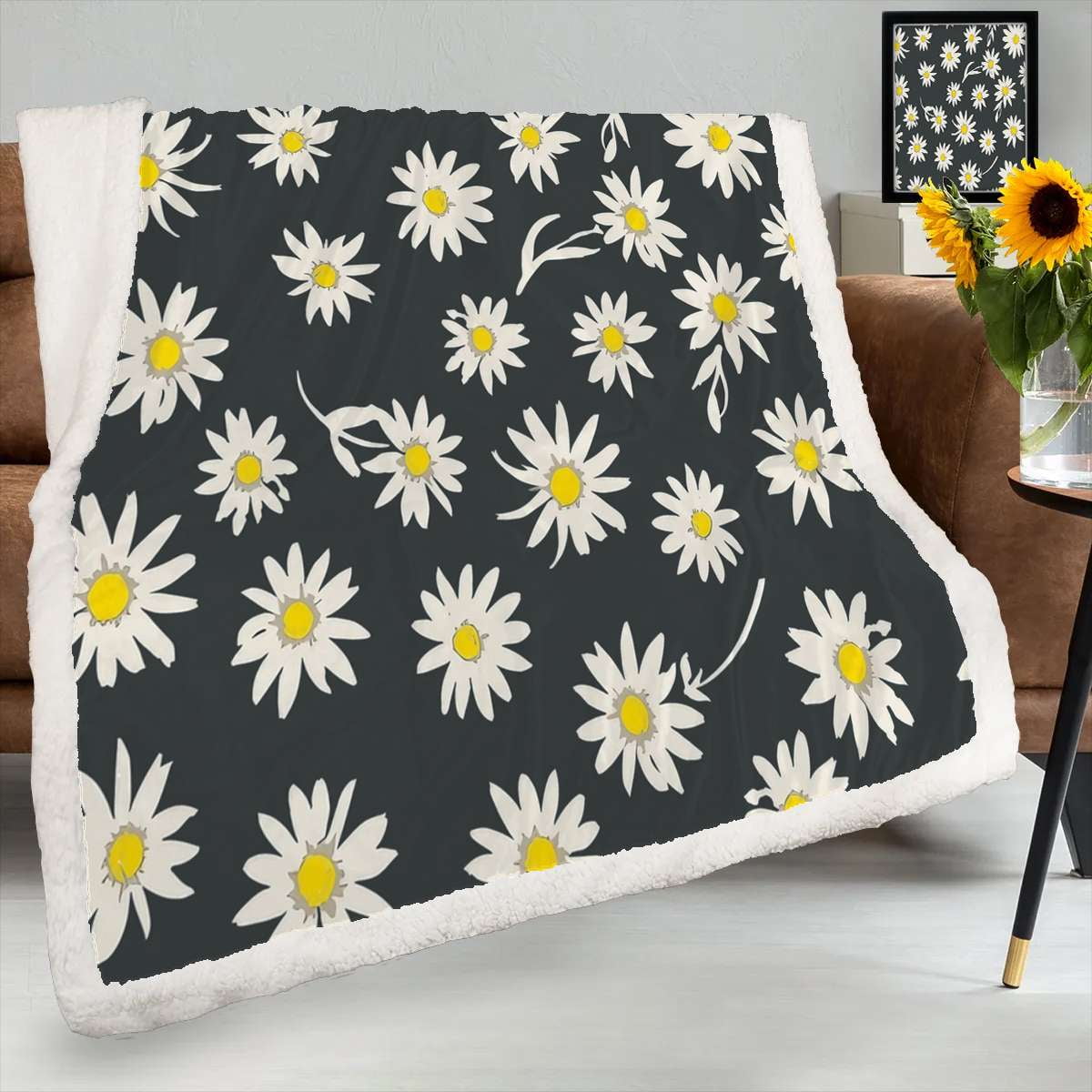 Flower Glory Evening Sherpa Blanket Throw Blanket For Bed Chair Sofa ...