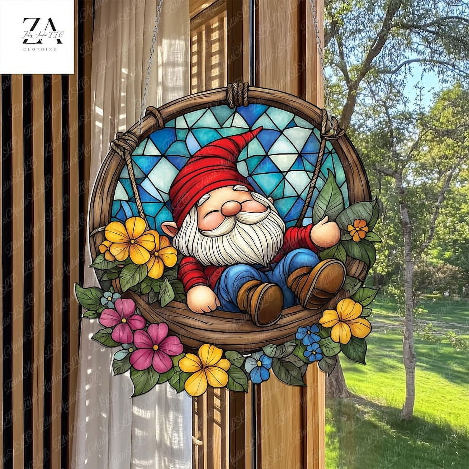 Flower Gnome Acrylic Window Hanging Sign, Flower Gnome Decor, Garden ...