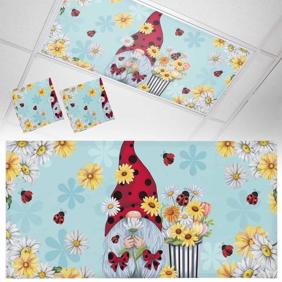 Flower Gnome Fluorescent Light Covers White Yellow Flowers Daisy ...