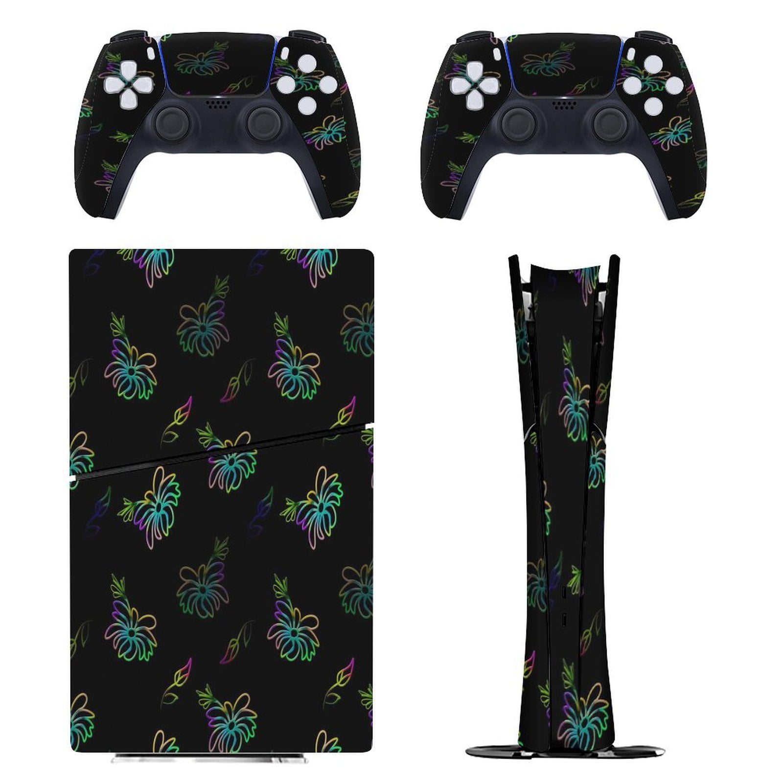 Flower, Gradient, Black PS5/PS5 Slim Digital Disc Skin Sticker For ...