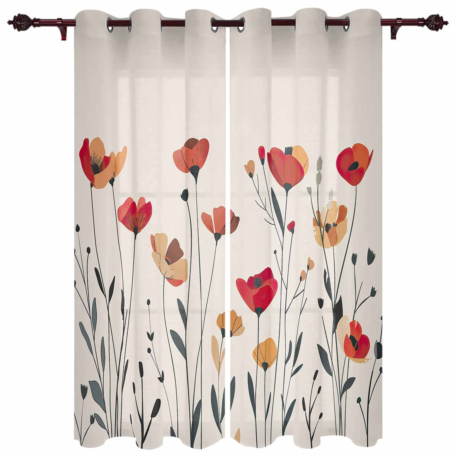 Flower Gradient Curtains for Living Room Window Curtain for Bedroom ...