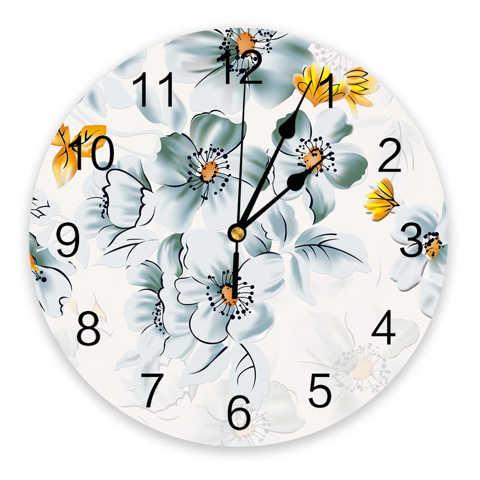 Flower Gradient Leave Wall Clock Modern Design Living Room Decoration ...