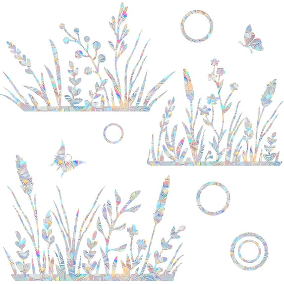 Flower and Grass Window Decals for Bird Strike Prevention - Reusable ...