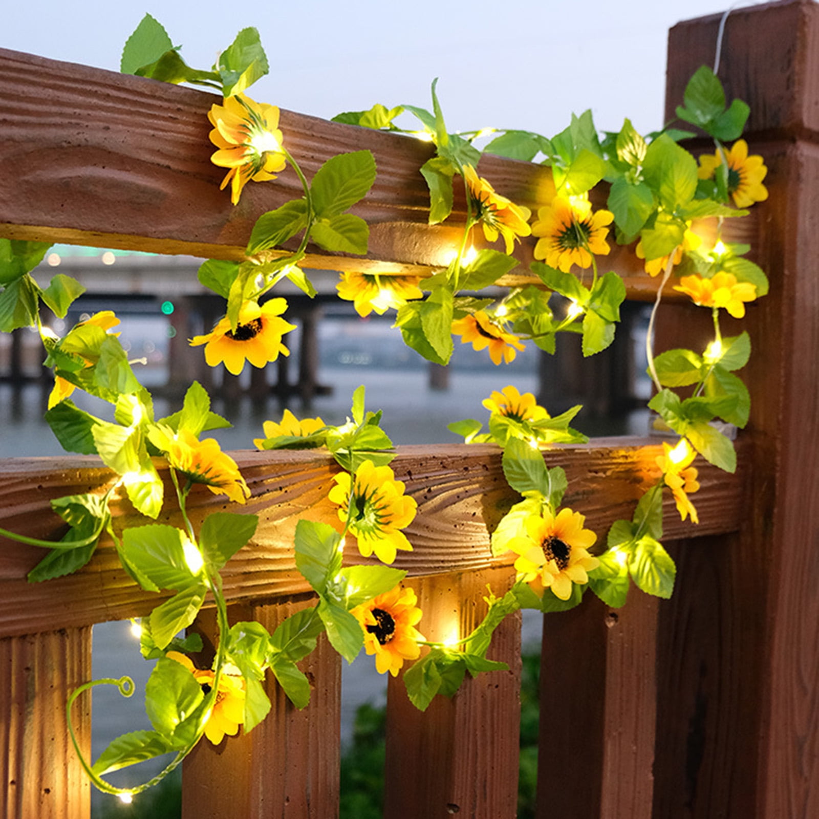 Flower Green Leaf String Lights Artificial Vine Fairy Lights Battery ...