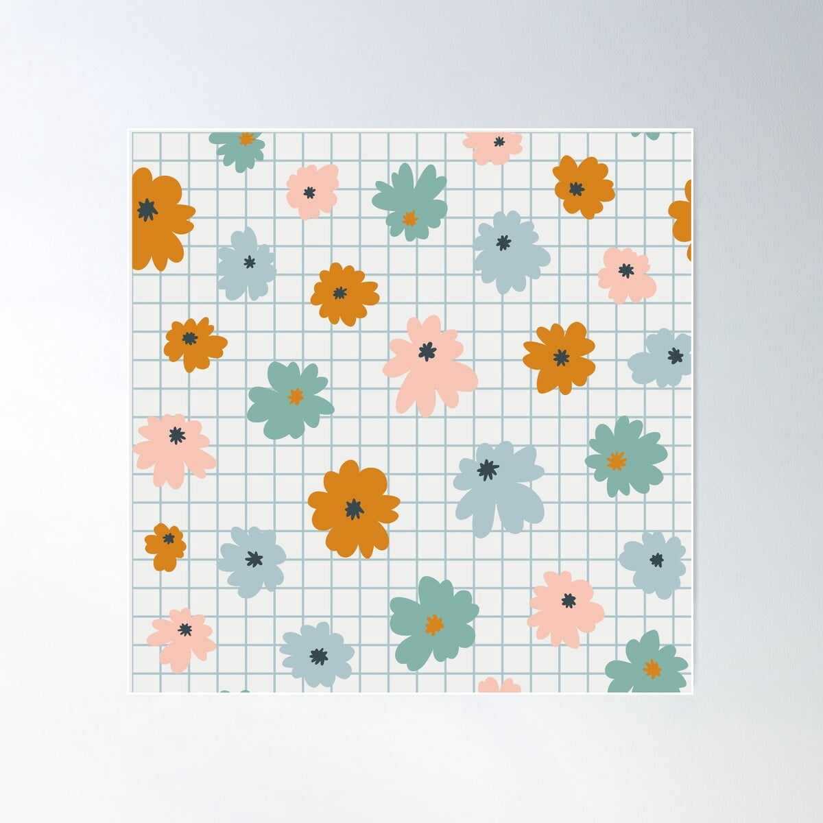 Flower Grid Poster Wall Art, Modern Wall Decor For Living Room Bedroom ...