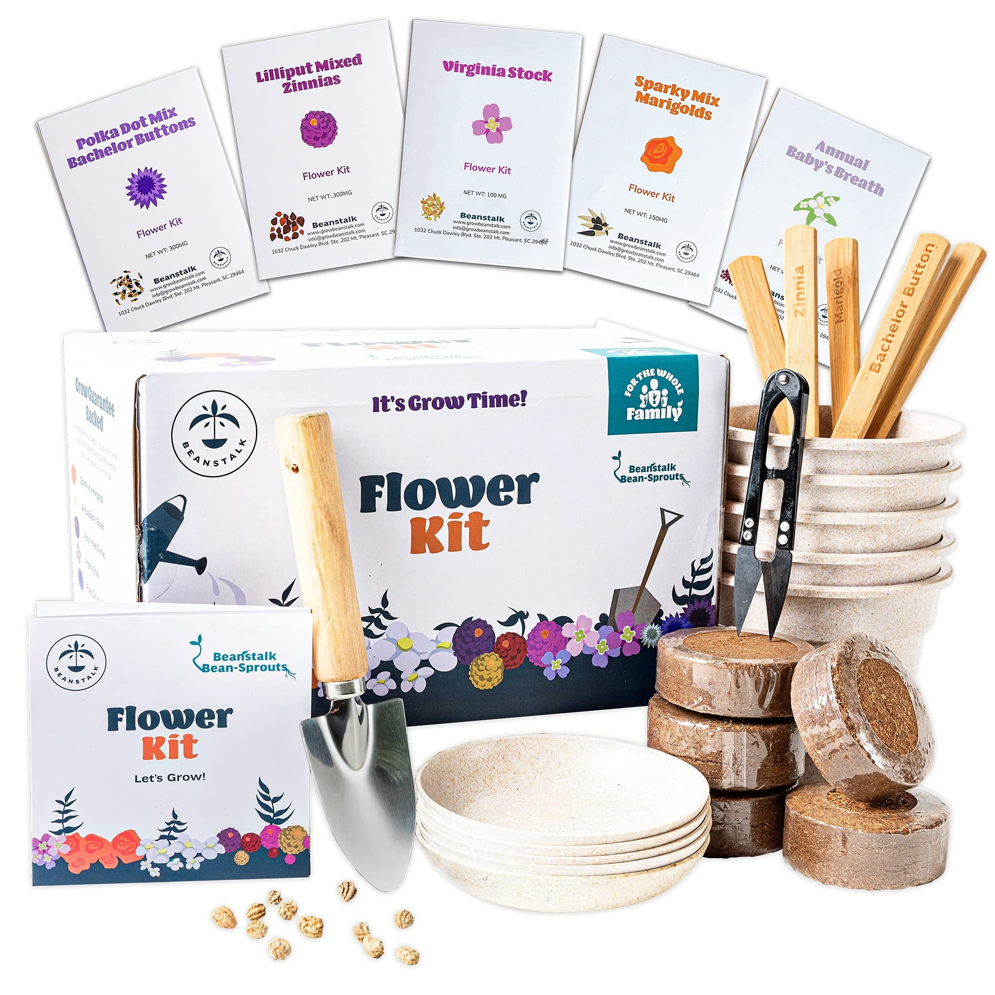 Flower Growing Kit AJH3 by Beanstalk - 5 Types of Non-GMO Flower Seeds ...