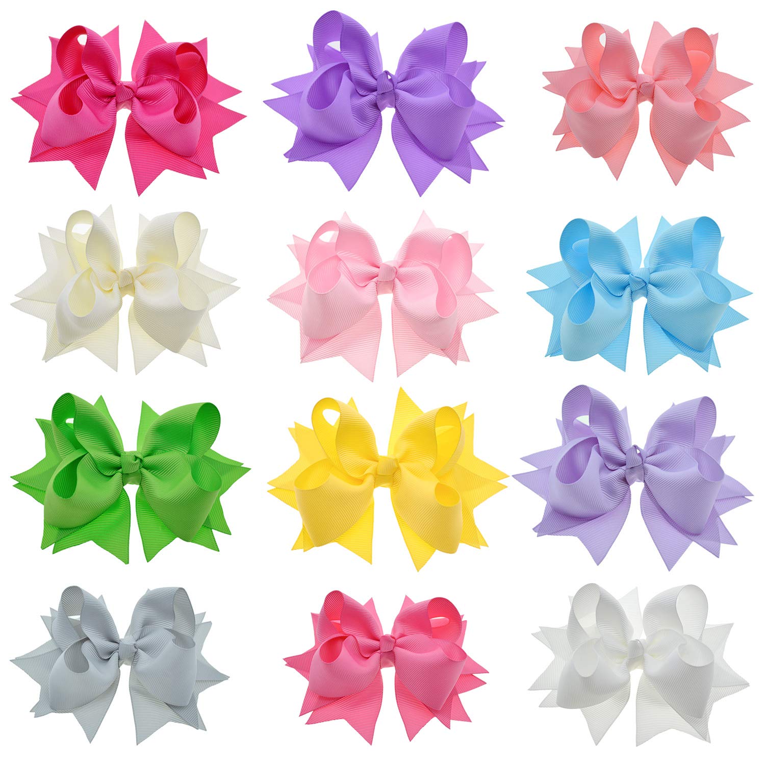 Flower Hair Bows For Girls And Toddler, 5-Inch, Pack Of 12 Assorted ...