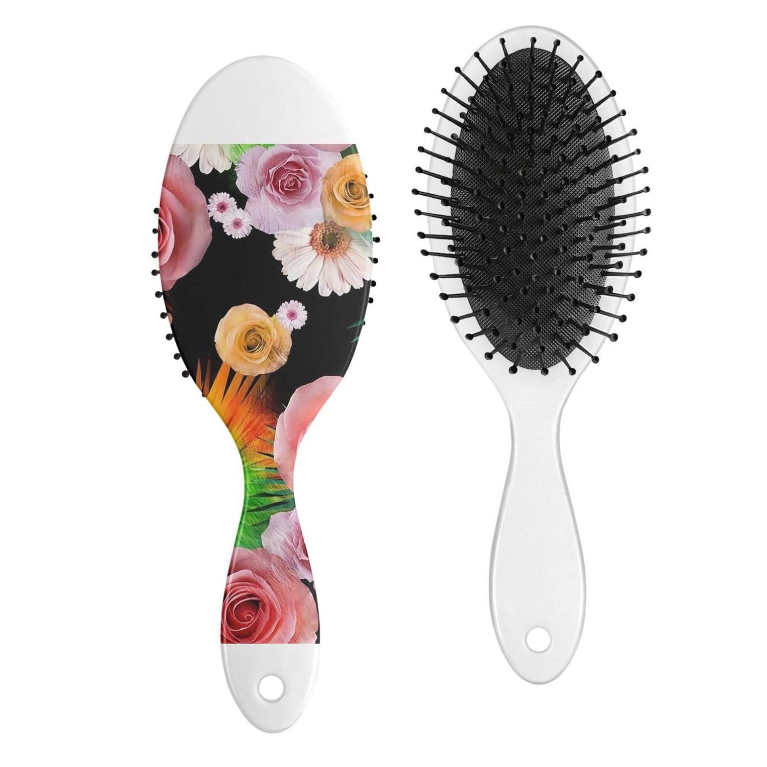 Flower Hair Brush, Detangling Paddle Brush with Watercolor Wildflower ...
