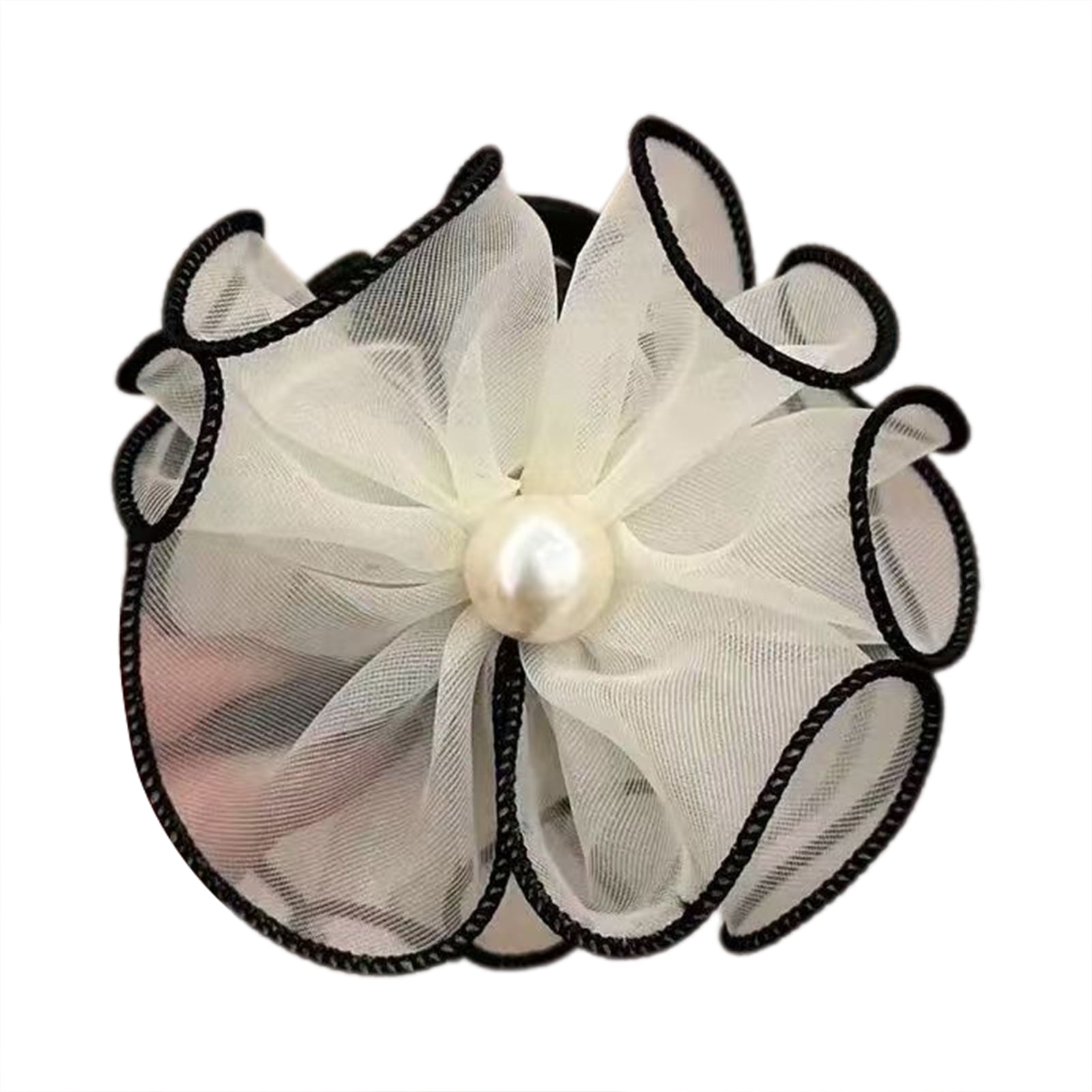 Flower Hair Claw,Strong Hold Pearl Acrylic Hair Clip,Non-Slip Womens ...