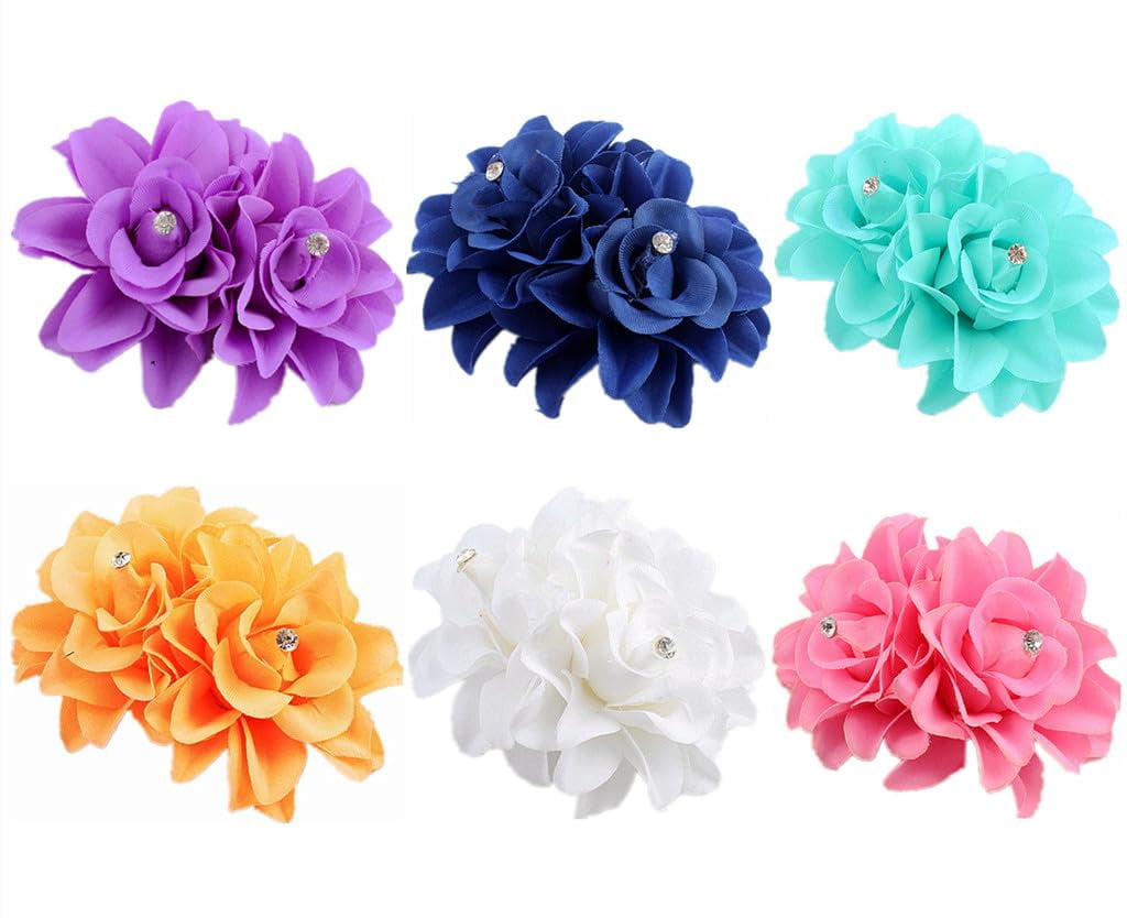 Flower Hair Clip Fabric Artificial Double Rose Flower Alligator Hair ...