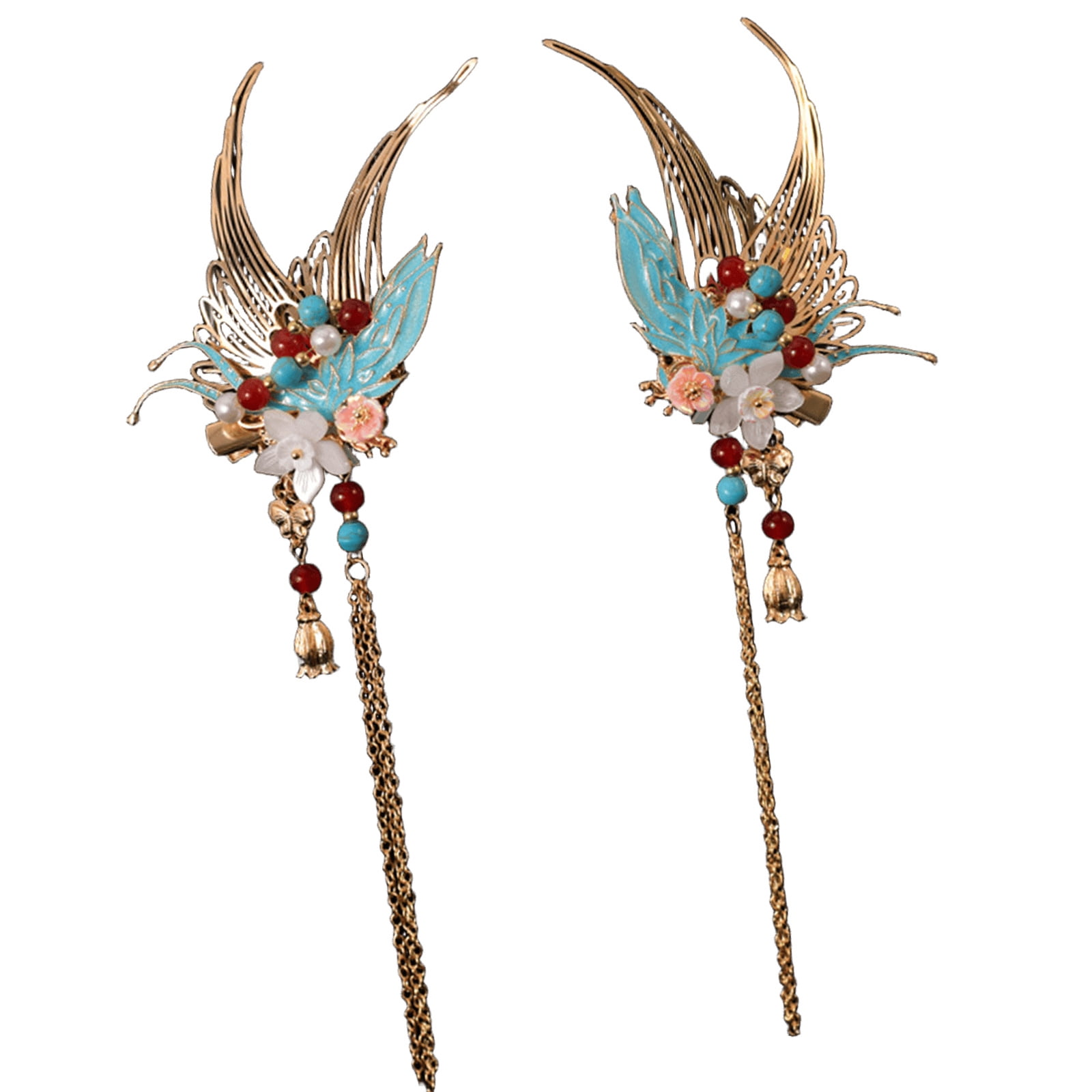 Flower Hair Clip with Tassels Filigree Buyao for Women Girl Buyao for ...