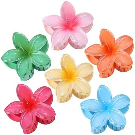 Flower Hair Clips 6 count Hawaiian Claw Clips for Vacation Hibiscus ...