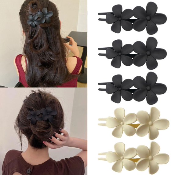Flower Hair Clips for Women - French Flat Hair Claw, Matte Clips, Non ...