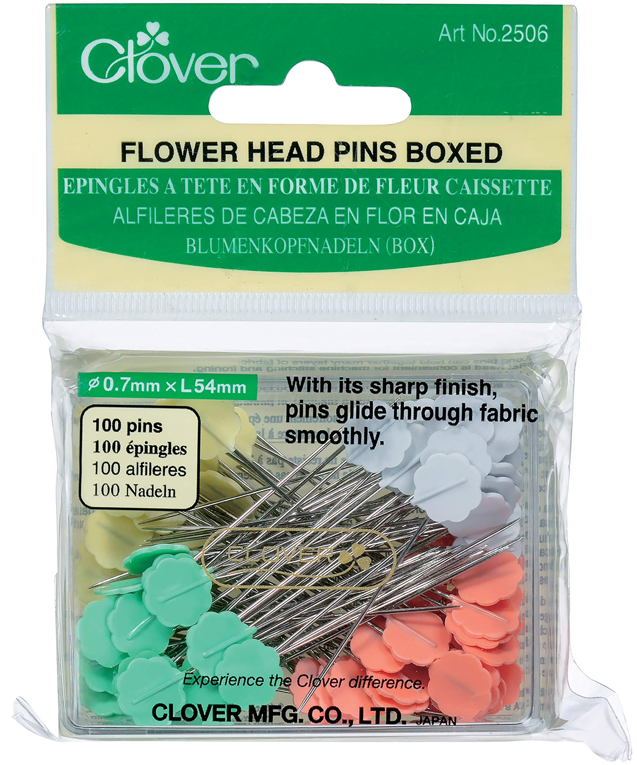 Clover, Flower Head Pins, Size 32, 100pk with Colorful Flower Heads ...